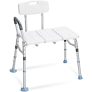 OasisSpace Tub Transfer Bench 500lb- Heavy Duty Bath & Shower Transfer Bench - Adjustable Handicap Shower Chair with Reversible Backrest - Non-Slip Bathroom Aid for Disabled, Seniors, Bariatric(500lb)