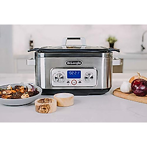 De'Longhi Livenza 7-in-1 Multi-Cooker Programmable SlowCooker, Bake, Brown, Saute, Rice, Steamer & Warmer, Easy to Use and Clean, Nonstick Dishwasher Safe Pot, (6-Quart), Stainless Steel
