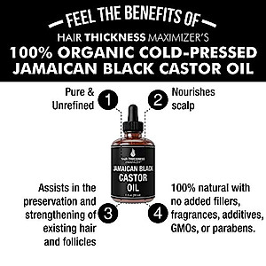Jamaican Black Castor Oil For Hair Growth. Vegan Scalp Treatment For Women, Men with Dry, Frizzy, Weak Hair, Hair Loss 1oz