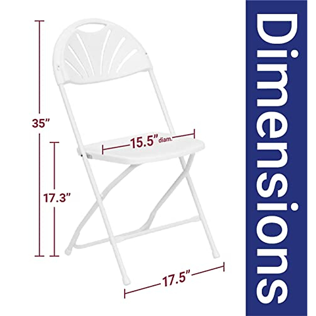 TentandTable Fan Back Heavy Duty Stackable Folding Chairs | White | 300-Pound Capacity | for Events, Banquets, Parties, and Weddings | 8 Pack