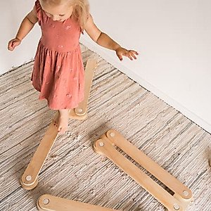 Wooden Balance Beam stepping stones outdoor kids balance board indoor toddler montessori coordination toys gross motor equipment for Kids Furniture gymnastics balance game (15 Balance beam, Wood)