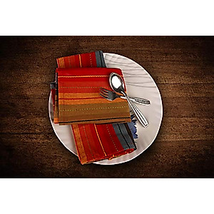 Urban Villa Kitchen Towels Cuisine Stripes Premium Quality 100% Cotton Dish Towels Mitered Corners Ultra Soft (Size: 20X30 Inch) Red Multi Highly Absorbent Bar Towels & Tea Towels - (Set of 6)