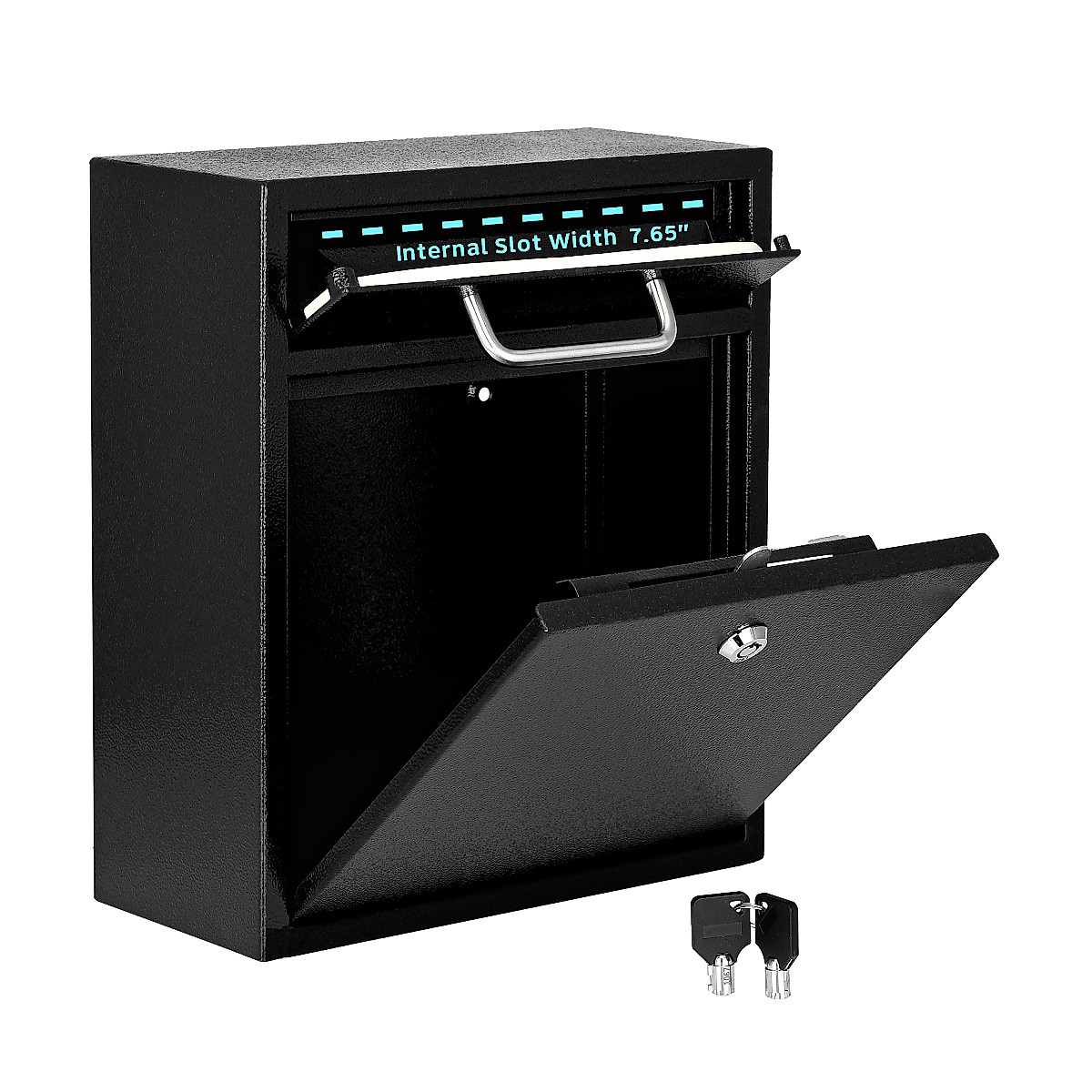 AdirOffice Wall Mount Mailbox - Mailbox with Lock and Keys- Durable Wall Mounted Locking Mailbox and Cash Drop Box for House, Apartments and Bussiness After Hours Deposits