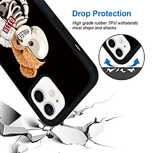 FANXI Skeleton Bear Phone Case Compatible with iPhone 12 Mini - Shockproof Protective Cute Cool Bear Designed for Case 12 Mini 5.4 Inch Case for Men Girls Women Black Brown