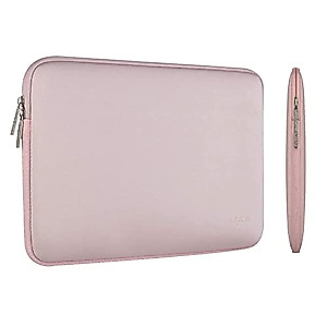 MOSISO Laptop Sleeve Compatible with MacBook Air 15 inch M2 A2941 2023 / Pro 15 A1990 A1707, 15 inch Surface Laptop 5/4/3, Dell XPS 15, HP Stream 14 inch, Neoprene Bag with Small Case, Baby Pink