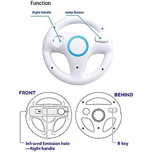 Arrocent Mario Kart Racing Wheel and Zapper Light Gun for Wii Wii U (Pack of 2, White)