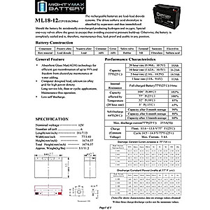 Mighty Max Battery 12V 18AH SLA Battery Replaces Pride Mobility BATLIQ1000-2 Pack