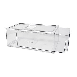 GREENTEC Fridge Organizer, Stackable Storage Container, Refrigerator Drawer, Pull Out Organization Bin for Kitchen, Closet, Sliding Freezer Organizer, Large, BPA Free