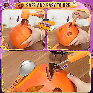 Pumpkin Carving Kit, Halloween Pumpkin Carving Tools, 31Pcs Stainless Steel Pumpkin Carver Set for Halloween Decoration Jack-O-Lanterns, Easy & Safe DIY Pumpkin Carving Stencils for Kids Adults