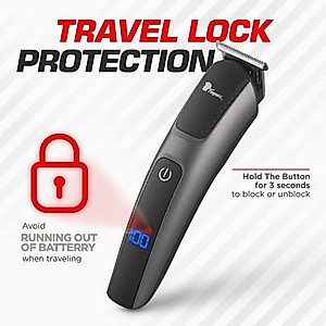 Fagaci Gentle with Skin 5 in 1 Hair Trimmer, Waterproof Ball Trimmer for Men with Turbo Speed, Quick Charge Body Hair Trimmer for Facial, Pubic, Groin, Electric Hair Beard Trimmer for Men Professional