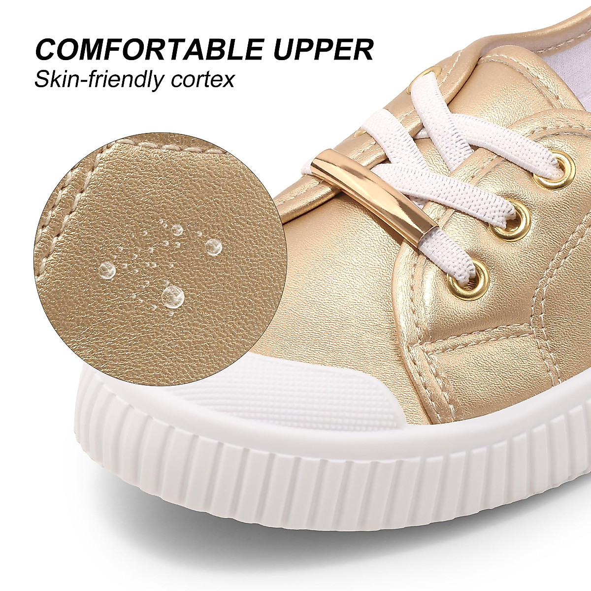 Harvest Land Womens Canvas Low Top Sneakers Slip on Shoes for Women Fashion Walking Sneakers Gold8