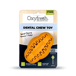 Oxyfresh Dog Dental Toy - Best Durable Rubber Dog Chew Toy for Aggressive Chewers - Removes Plaque, Cleans Teeth & Freshens Breath Without Brushing (Large)