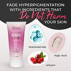 Pretty Privates Intimate Skin Cream Intimate and Sensitive Areas - Natural Dark Spot Corrector for Private Parts, Underarm, Elbow, Knees - Kojic Acid + Niacinamide + Arbutin (2oz)