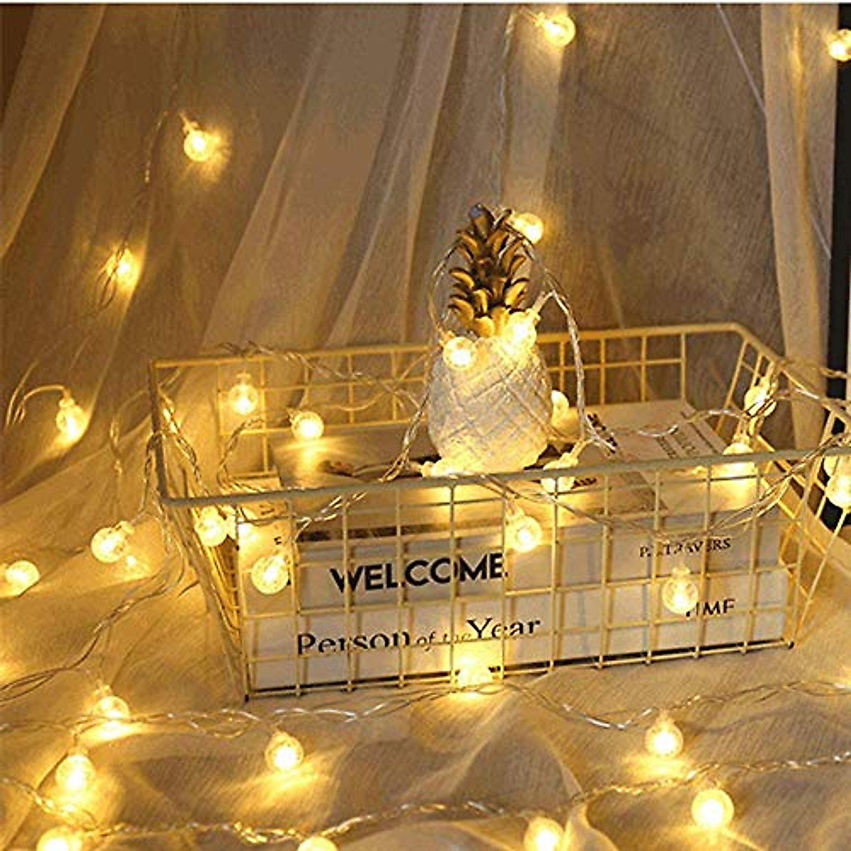 Xiying 6.5M String Lights with 30LED Bulbs Battery Powered Decorative for Bedroom Crystal Balls Fairy String Lights Great Garden Terrace Patio Outside Lights for Home Garden (6.5 Meters 30 Lights)