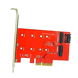 USECL Dual M.2 Hard Drive to PCIE Convert Adapter for sata Port,M.2 SSD NVME (m Key) and SATA (b Key) 2280 2260 2242 2230 to PCI-e 3.0 x 4 Host Controller Expansion Card