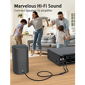 VIOY 1/8 to 1/4 Stereo Cable (6ft/2m), 3.5mm 1/8'' TRS to Dual 6.35mm 1/4" TS Mono with Brass Plating Housing Braided Audio Breakout Cable for Phones, Amp, Mixer, CD Players, Home Stereo Systems……