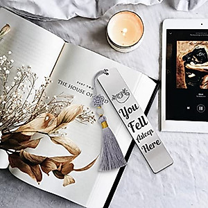 Ptzizi You Fell Asleep Here Inspirational Metal Engraved Bookmark Clip with Tassel for Friends Teachers Students Book Lovers Retirement Teacher's Day Graduation Christmas Anniversary Birthday Gifts