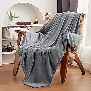CozyLux Fleece Blanket Queen Grey 90" x 90" - 300GSM Super Soft Lightweight Microfiber Flannel Blankets for Travel Camping Chair and Sofa, Cozy Luxury Plush Fuzzy Bed Blankets, Gray