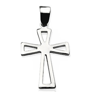 Open Cross Pendant Sterling Silver 925 Necklace Charm Religious Christening Baptism Unisex Present Jewelry