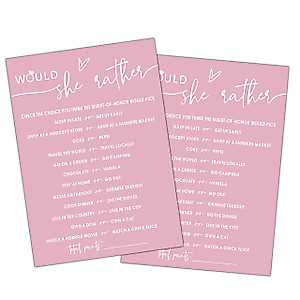 Beshoul Minimalist Bridal Shower Games, Would She Rather, 25 Wedding Party Games, Pink Bridal Shower Games for New Couples Party - B09
