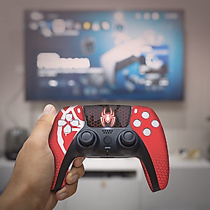Spider_Man Morales Custom PS-5 Controller Wireless compatible with Play-Station 5 Console by BCB Controllers | Proudly Customized in USA with Permanent HYDRO-DIP Printing (NOT JUST A SKIN)