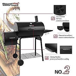 Royal Gourmet CC1830R 30-Inch Barrel Charcoal Grill with Offset Smoker, 811 Square Inches Cooking Area in Total for Outdoor Garden Patio and Backyard Cooking, Black