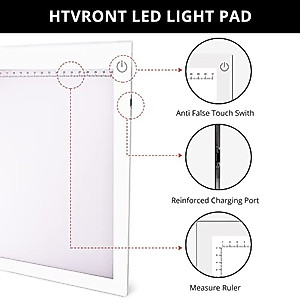 HTVRONT Portable A4 Led Bright Light Pad, Ultra-Thin & Adjustable Luminosity Light Board, USB Powered White Light Box for Tracing, Weeding Vinyl, Weeding Tool, Diamond Painting, Sketching