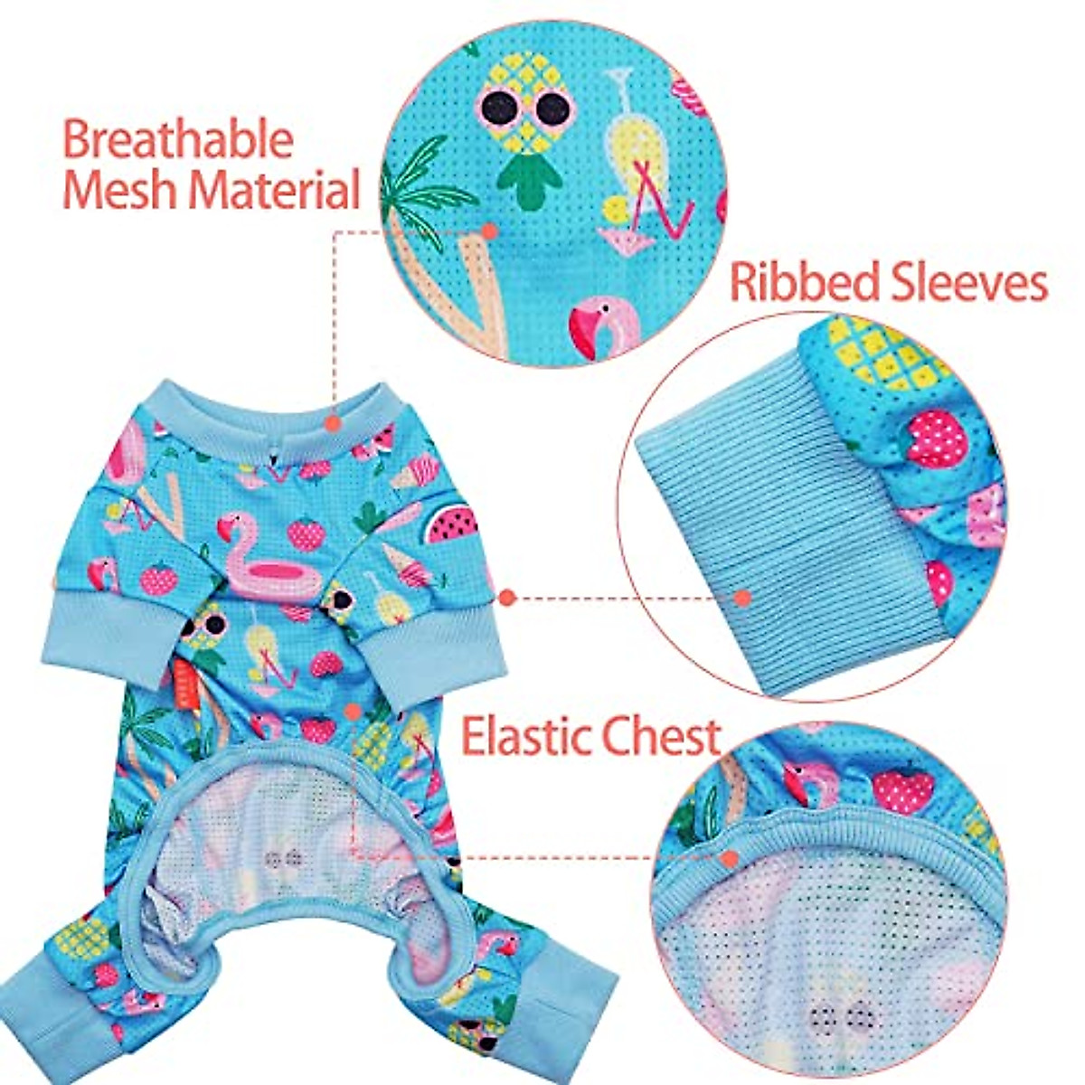 KYEESE Dogs Pajamas for Medium Dogs Lightweight Dog Pjs Dog Onesie Jumpsuit Dog Hair Shedding Cover Dog Clothes Great for Summer