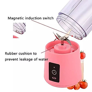 Portable Blender, BAVAD Personal Blender for Shakes and Smoothies with Mini Juicer Cup-Six Blades in 3D, USB Rechargeable (Pink)