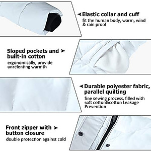 BINACL Big Hooded Down Alternative Coat, Thickened Spring Chevron Long Lined Sandstone Active Jacket with Fur Trim Puffer Soccer Cotton Padding Jackets Exquisite Valentine Gift for Girlfriend(White,S)