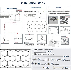 LRBHLFJ LED Cellular Garage Light, 14 Hexagon Grid LED Workshop Lights for Garage Detail Lights & Auto Repair Shop Lights, IP54