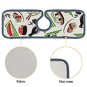 Absorbent Kitchen Faucet Mat 4 Pieces Japanese Seafood Cuisine Faucet Sink Splash Guard Bathroom Counter and RV,Faucet Counter Sink Water Stains Preventer