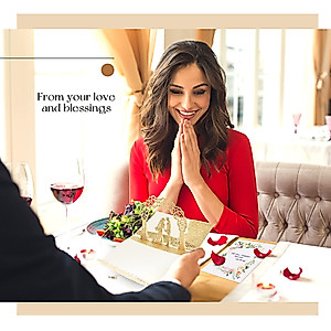 Tallew Wedding Pop up Card Set 3D Greeting Anniversary Card Romantic Wedding Congratulations Card with Envelope for Bride and Groom Valentine's Day Engagement Party Supplies(Arched Door Style)