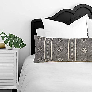 LR Home Embroidered Throw Pillow, 1 Count (Pack of 1), Frost Gray/Cream