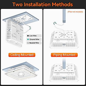 8Pack 60W LED Canopy Light with Photocell, 36W 48W 60W Adjustable, AC100-277V 8100LM 5000K/ 4000K/3000K Outdoor Carport Light Ceiling Light, IP65 Waterproof Commercial Canopy LED Lights, UL Listed