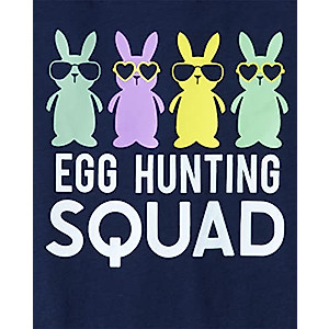 The Children's Place Baby Toddler Boys Short Sleeve Graphic T-Shirt, Blue Family Egg Hunt, 3T