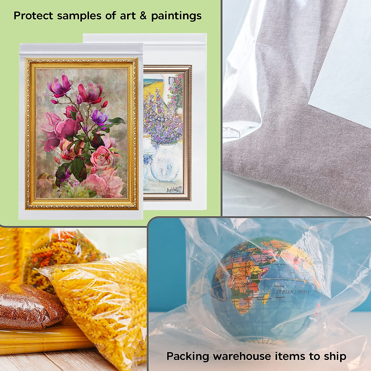 [ 50 BAGS ] Jumbo Size 5 Gallon Storage Bags, Extra Large Clear Freezer or Food Storage Bags, Great for Travel, Moving, Seasonal, Picnic & Home Organization, Size 18"x 20", 2 Mill Thick & Durable