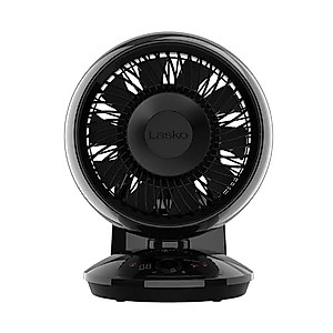 Lasko Whirlwind EcoQuiet Orbital Motion Air Circulator with DC Motor, 12 Speeds, Timer, Dark Mode, Remote Control for Small and Medium Sized Rooms, Black, A12668