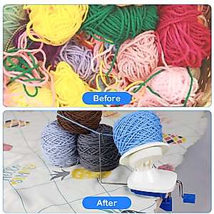 LAMXD Needlecraft Yarn Ball Winder Hand Operated,Capacity 4-Ounce,Blue,Portable Package,Easy to Set Up and Use,Sturdy with Metal Handle and Tabletop Clamp,Including 8 Sizes Crochet Hooks Set