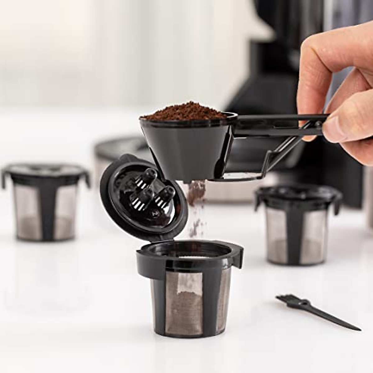 3 Ninja Reusable Coffee Filter Pods for Ninja Dual Brew Coffee Maker - Includes Scoop Funnel - For Ninja Coffee Maker DualBrew Pro, CFP201 CFP301 CFP400 - Reusable K Cups for Ninja Coffee Brewer