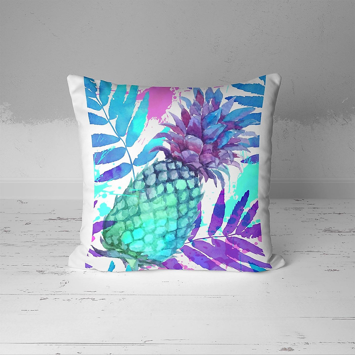 iiRov Summer Design Ink-Fuzed Decorative Throw Pillow - Tropical Summer Pineapple v1