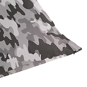 Enzenon Pillow Cases Standard Size with Zipper Cotton Print Camo Gray Super Soft Cozy Pillow Covers 16x24 Inches
