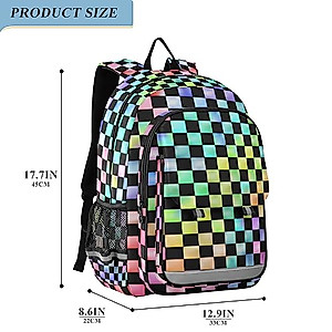 ALAZA Rainbow Checkered Checker Laptop Backpack Purse for Women Men Travel Bag Casual Daypack with Compartment & Multiple Pockets