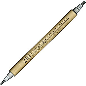 Kuretake Zig Memory System Twin Marker, Writer Metallic Colors, Silver (MS-8400-102)