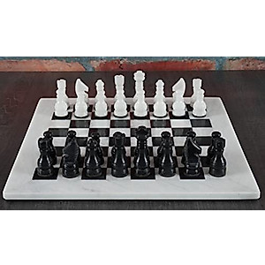 RADICALn 15 Inches Large Handmade White and Black Weighted Marble Full Chess Game Set Staunton and Ambassador Style Marble Tournament Chess Sets for Adults
