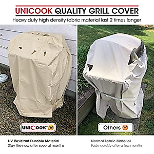 Unicook 2 Burner Grill Cover 32 Inch, Heavy Duty Waterproof Small BBQ Grill Cover, Outdoor Barbecue Cover, Compatible with Weber Char-Broil NexGrill Grills with Collapsed Side Tables, Desert Sand