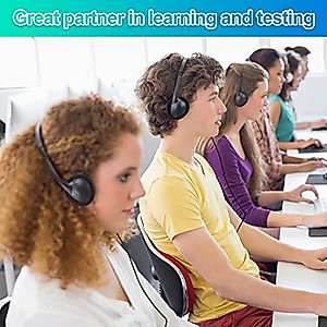 Frienda 48 Pack Classroom Headphones on Ear Wired Stereo Headset with 3.5mm Jack, Over The Head Student Earphone Set for Kids Adults School Library Airplane Computer Laptop, No Microphone (Black)