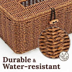 WeeNest Rectangular Wicker Tissue Box Cover - Facial Tissues Box Holder, Resin Wicker, Toffee