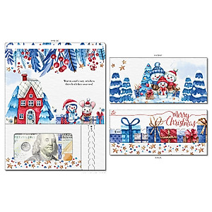 ZipGifts Holiday Card | Zip-Open Money Holder w/Clear Plastic Window for Cash, Check, & Gift Card (Warm & Cozy | 5-Pack)
