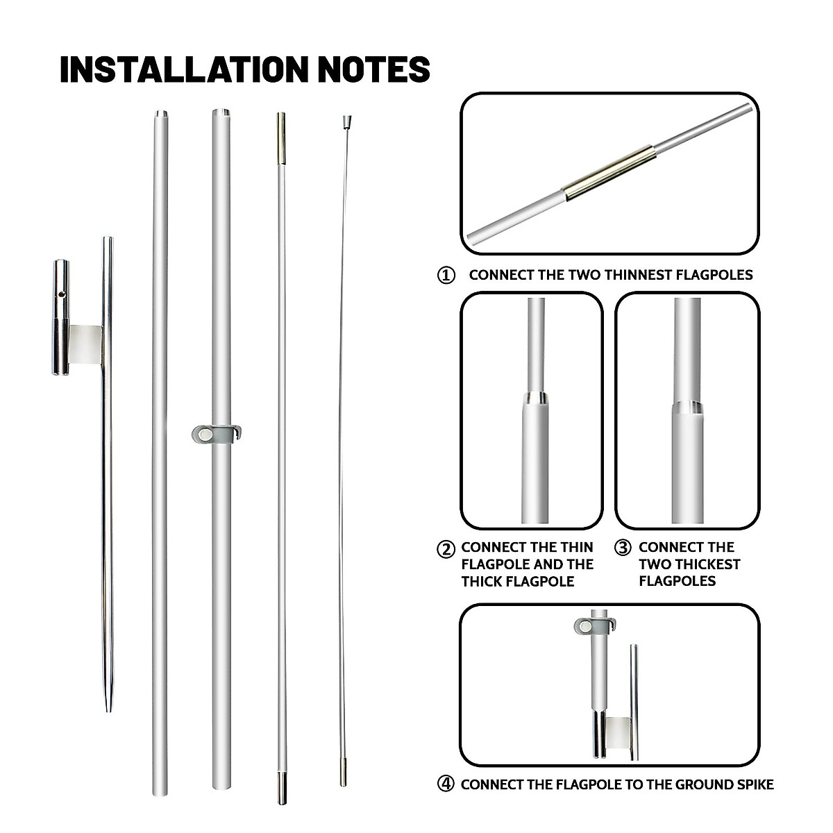 QSUM Swooper Flag Pole Kit, 11ft Windless Swooper Flagpole Fits 8ft Flags with Stainless Aluminum Alloy, Heavy Duty Ground Stake Base, for Outdoor Business Advertising